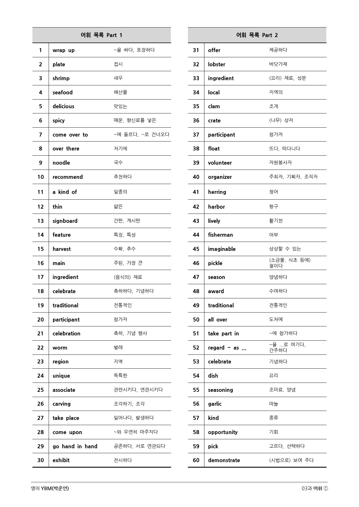 [지이다] 영어 YBM(박준언) 3과 분석 (44p) - 쏠북