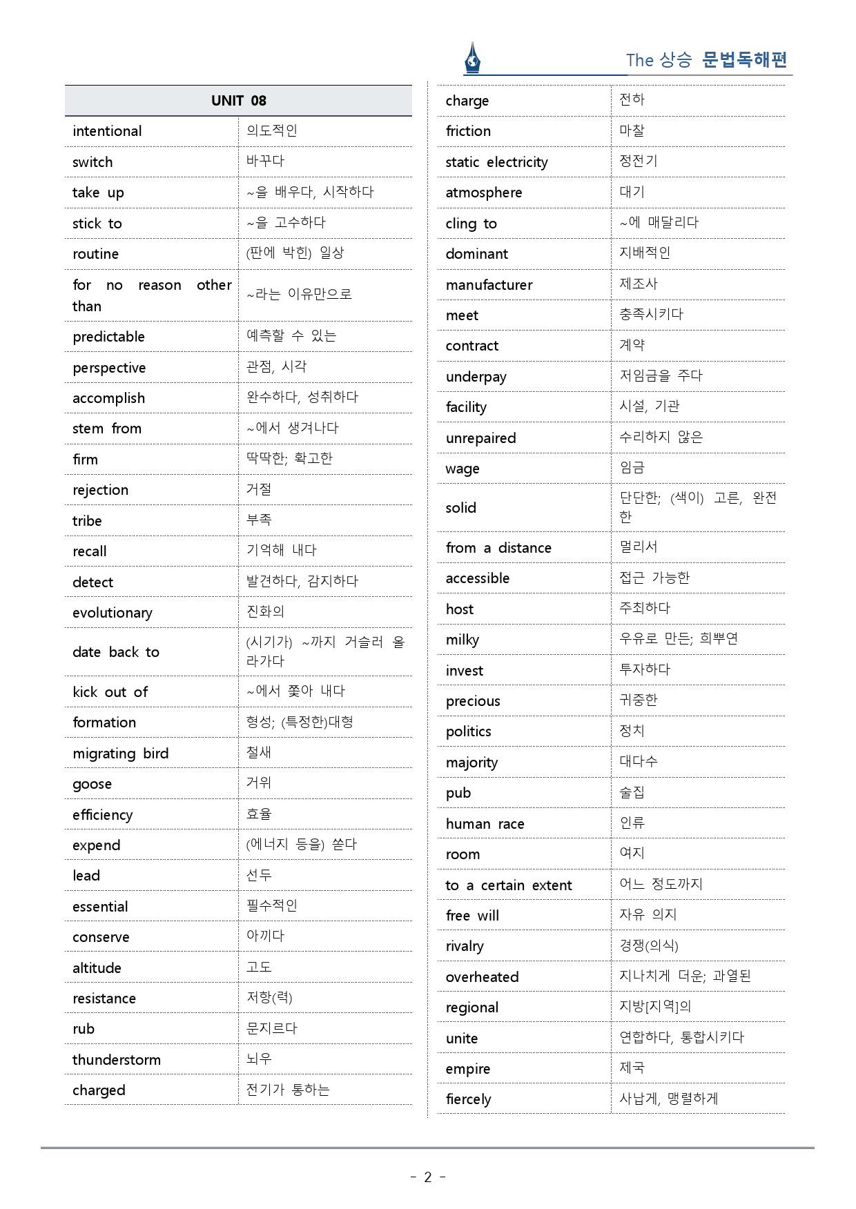 [이클라우드] 더상승 문법독해편 Unit 08 복습팩(59p) - 쏠북
