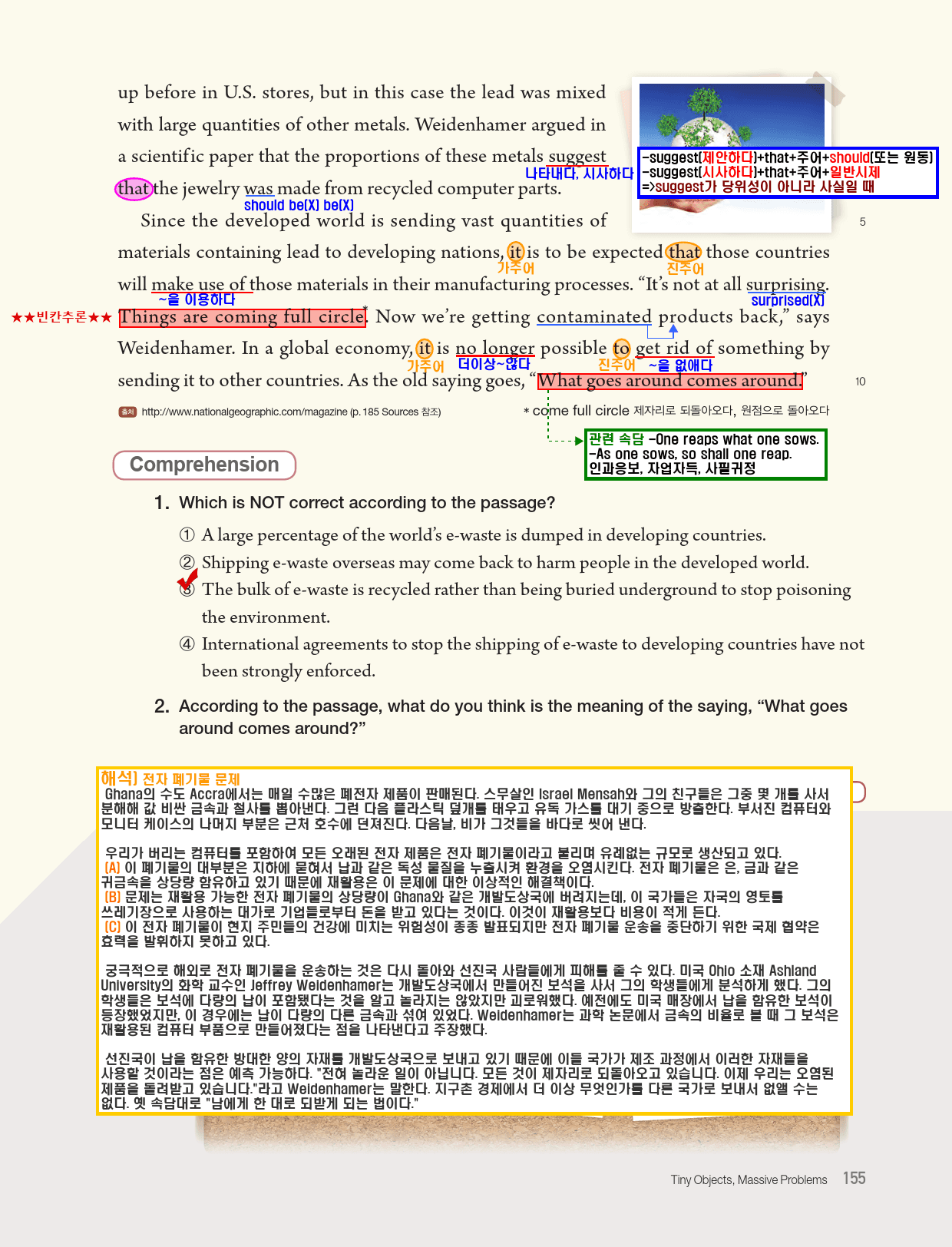 [비밀노트] 독해와 작문 YBM 7과 최종찍기 및 출제포인트를 잡아라 - 쏠북