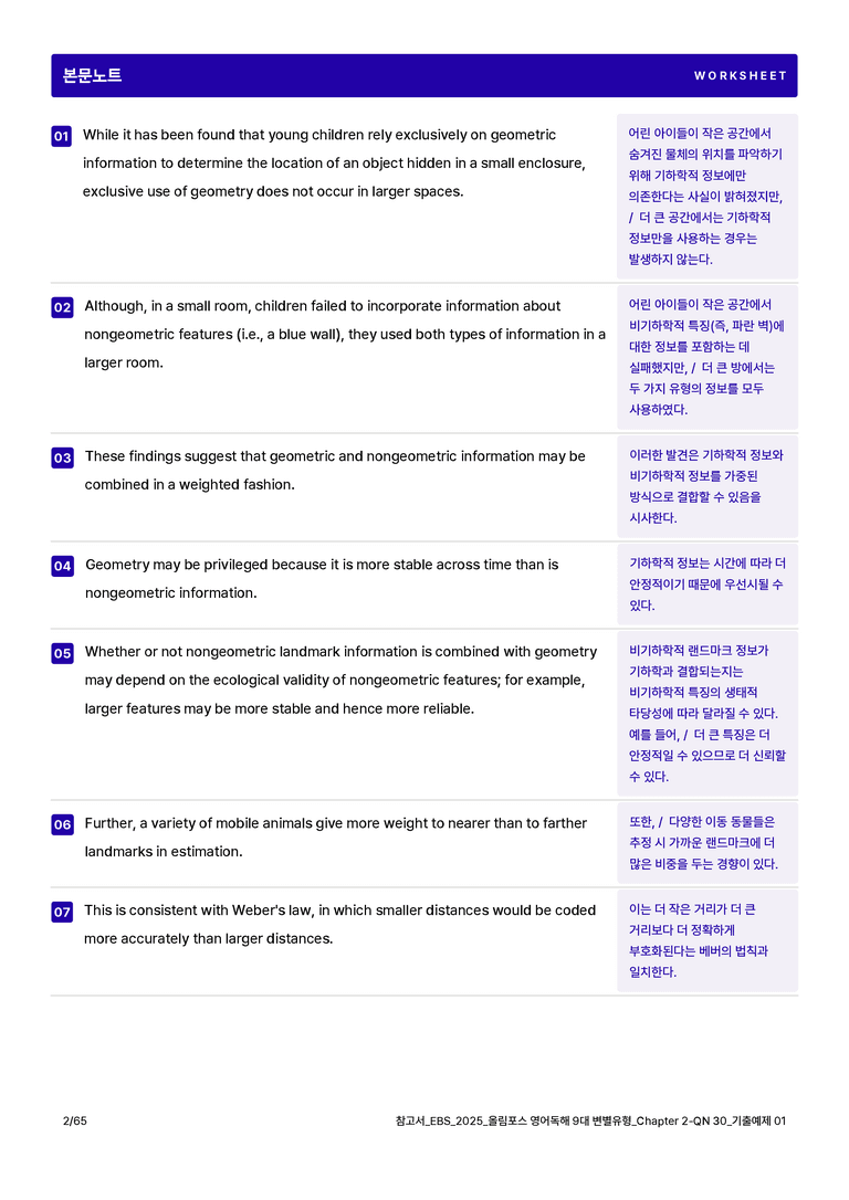 [쏠북패스] 올림포스 9대 변별유형 본문암기 워크북 Chapter 2-QN 30 (update) - 쏠북